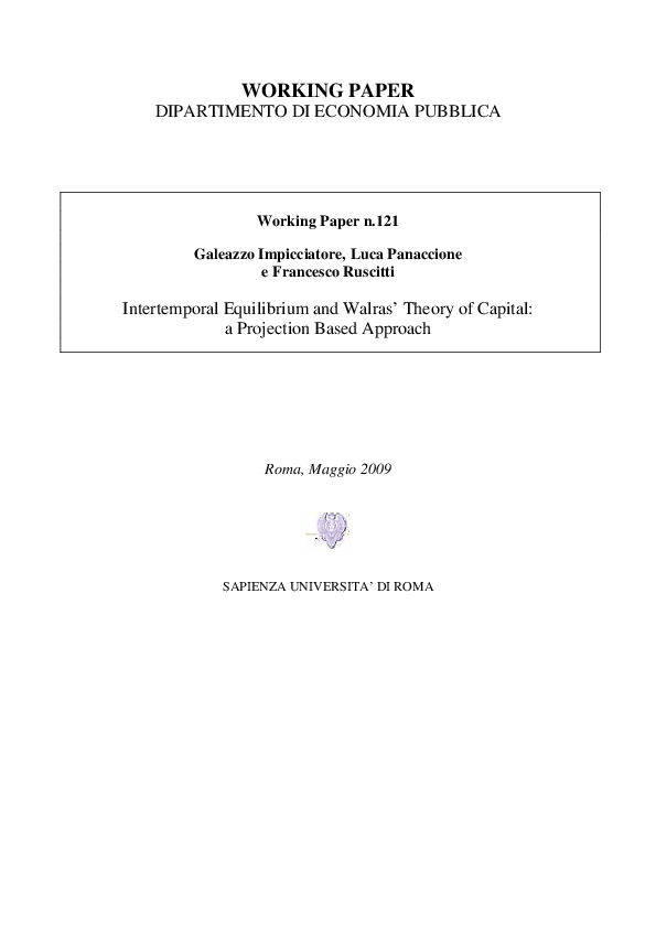 (PDF) Intertemporal Equilibrium and Walras' Theory of Capital: a ...