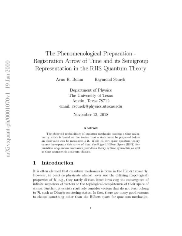 (PDF) The Phenomenological Preparation - Registration Arrow of Time and ...