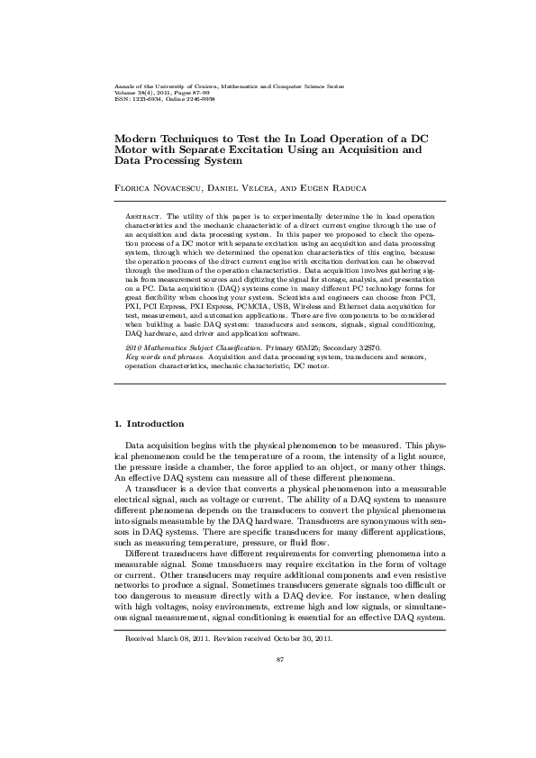 (PDF) Modern Techniques to Test the In Load Operation of a DC Motor ...