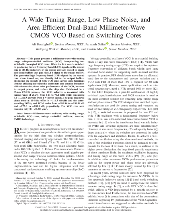 (PDF) A Wide Tuning Range, Low Phase Noise, and Area Efficient Dual-Band Millimeter-Wave CMOS ...
