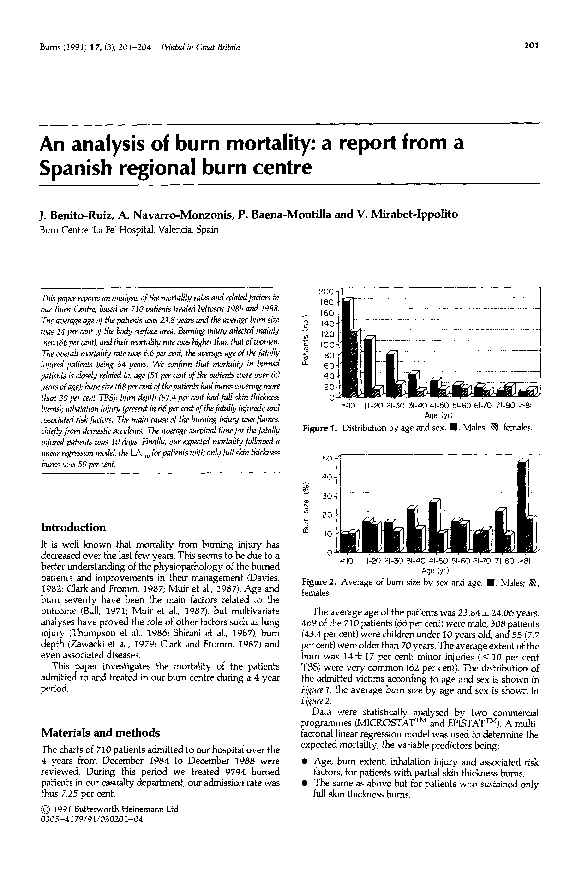 (PDF) An analysis of burn mortality: a report from a Spanish regional ...