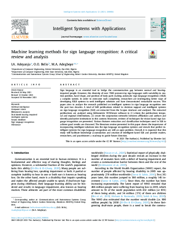 (PDF) Machine learning methods for sign language recognition: a ...
