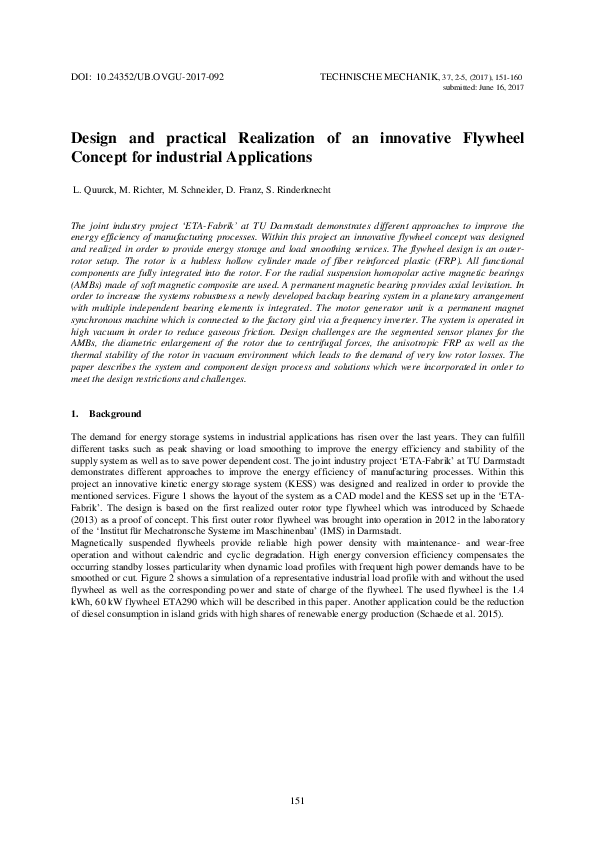 (PDF) Design and practical Realization of an innovative Flywheel ...