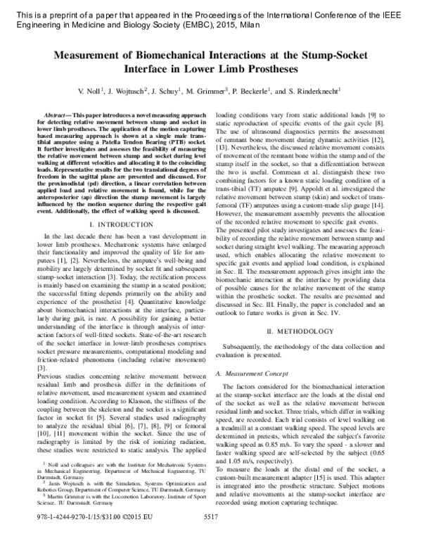 (PDF) Measurement of biomechanical interactions at the stump-socket ...
