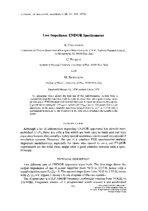 (PDF) Low impedance ENDOR spectrometer