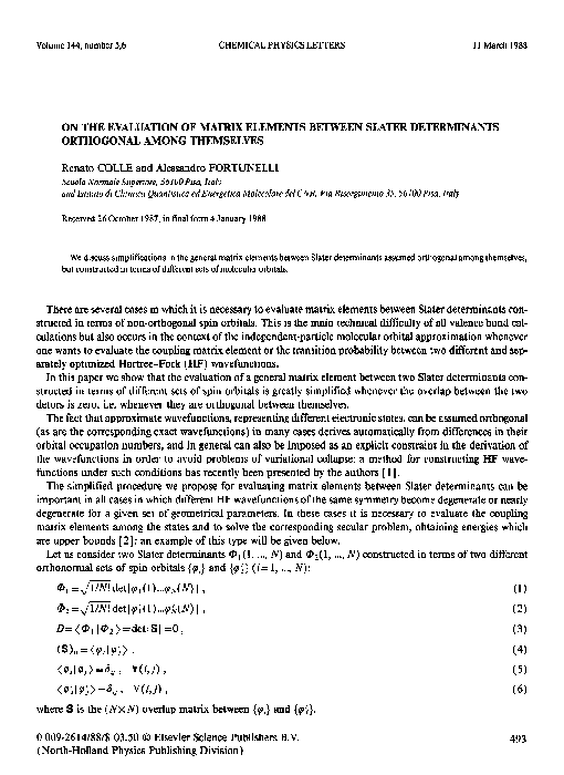 (PDF) On the evaluation of matrix elements between slater determinants ...