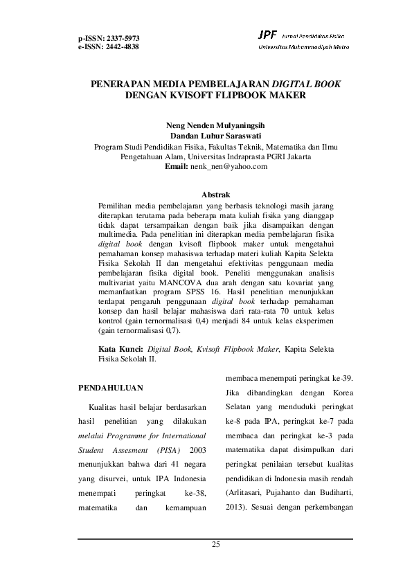 (PDF) Penerapan Media Pembelajaran Digital Book Dengan Kvisoft Flipbook Maker
