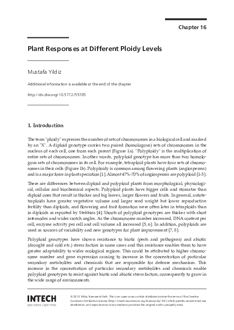 (PDF) Plant Responses at Different Ploidy Levels