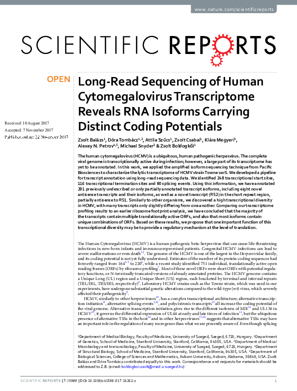 (PDF) Long-read sequencing of the human cytomegalovirus transcriptome with the Pacific ...