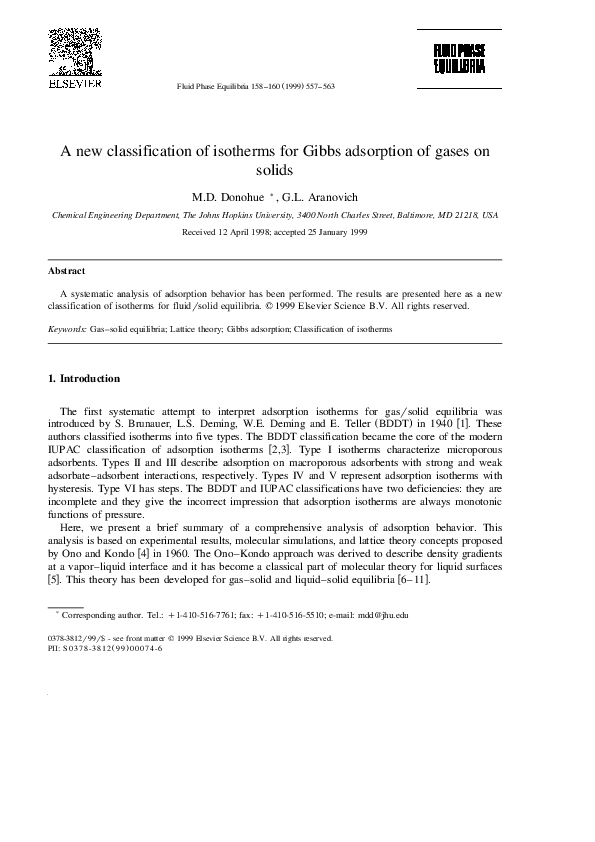 (PDF) A new classification of isotherms for Gibbs adsorption of gases ...