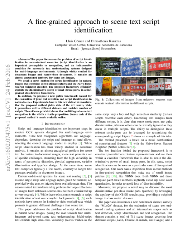 Pdf A Fine Grained Approach To Scene Text Script Identification