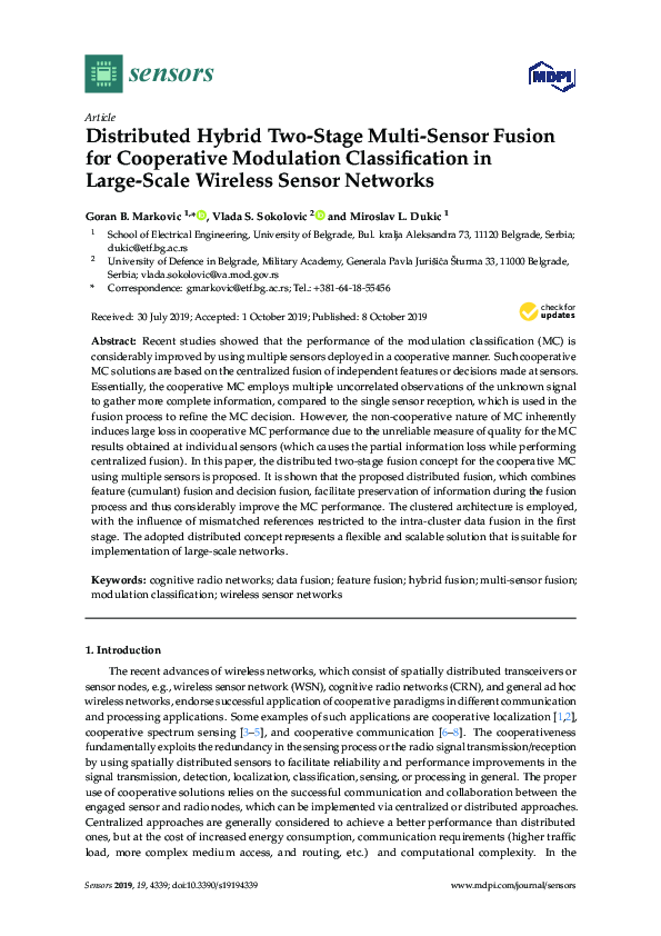 (PDF) Distributed Hybrid Two-Stage Multi-Sensor Fusion for Cooperative Modulation Classification ...