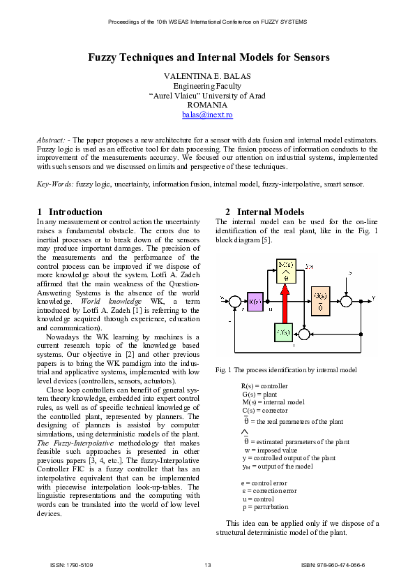 (PDF) Fuzzy techniques and internal models for sensors