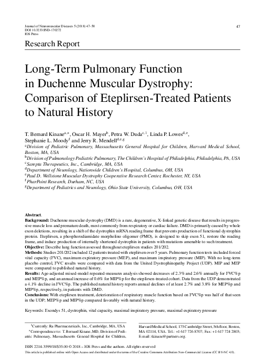(PDF) Long-Term Pulmonary Function in Duchenne Muscular Dystrophy ...