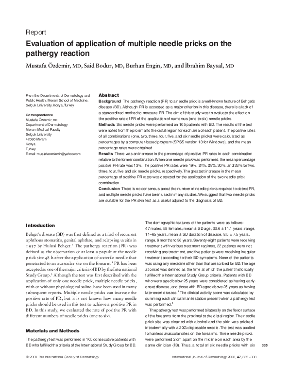 (PDF) Evaluation of Application of Multiple Needle Pricks on the ...