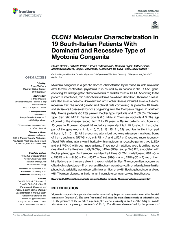 (PDF) CLCN1 Molecular Characterization in 19 South-Italian Patients ...