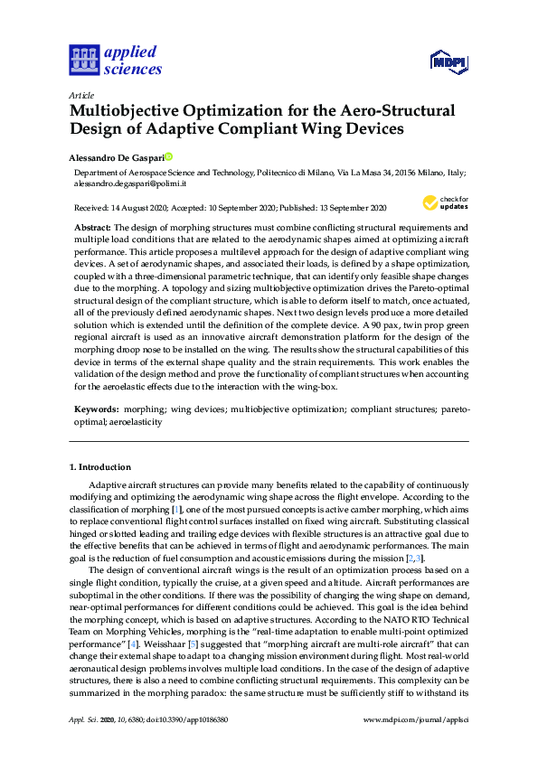 (PDF) Multiobjective Optimization for the Aero-Structural Design of ...