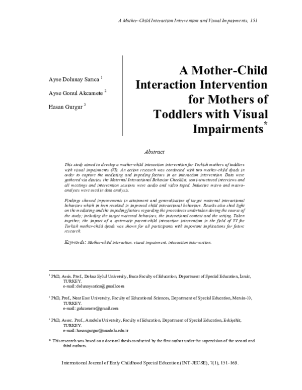 (PDF) A Mother-Child Interaction Intervention for Mothers of Toddlers ...