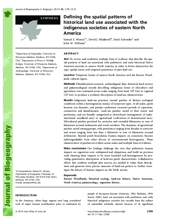 (PDF) Defining the spatial patterns of historical land use associated ...