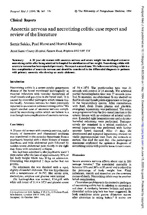 (PDF) Anorexia nervosa and necrotizing colitis: case report and review ...