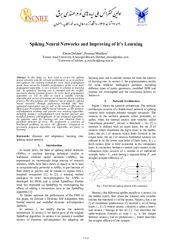 (PDF) Spiking Neural Networks and Improving of Its Learning (PDF) Spiking Neural Networks and Improving of Its Learning