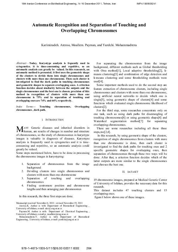Pdf Automatic Recognition And Sepatation Of Touching And Overlapping
