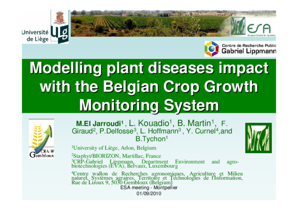(PDF) Modelling plant diseases impact with the Belgium Crop Growth Monitoring System | Bernard ...