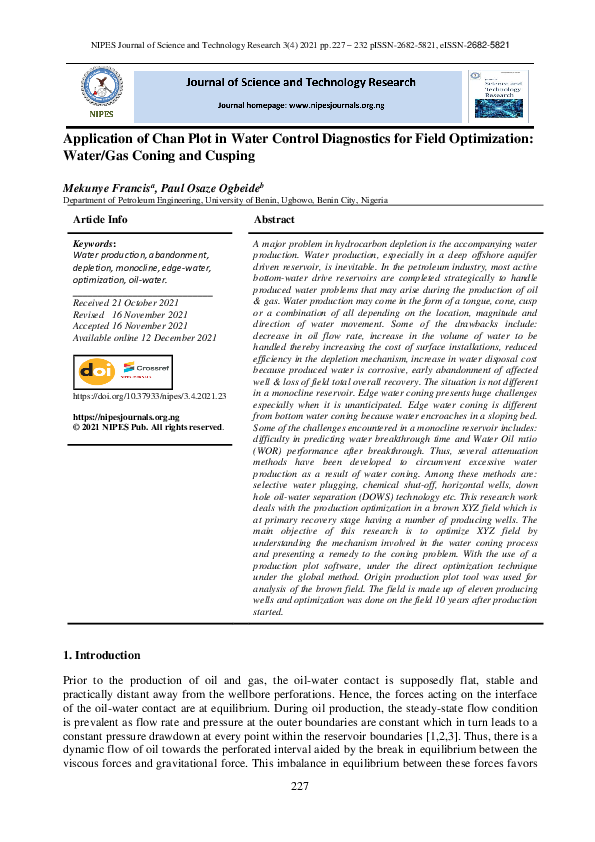 (PDF) Application of Chan Plot in Water Control Diagnostics for Field ...