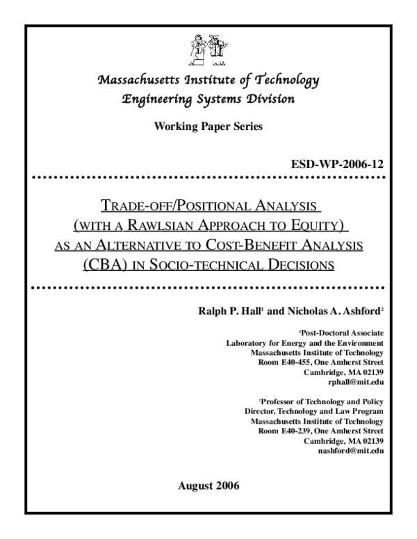 (PDF) Trade-off/Positional Analysis (with a Rawlsian Approach to Equity ...