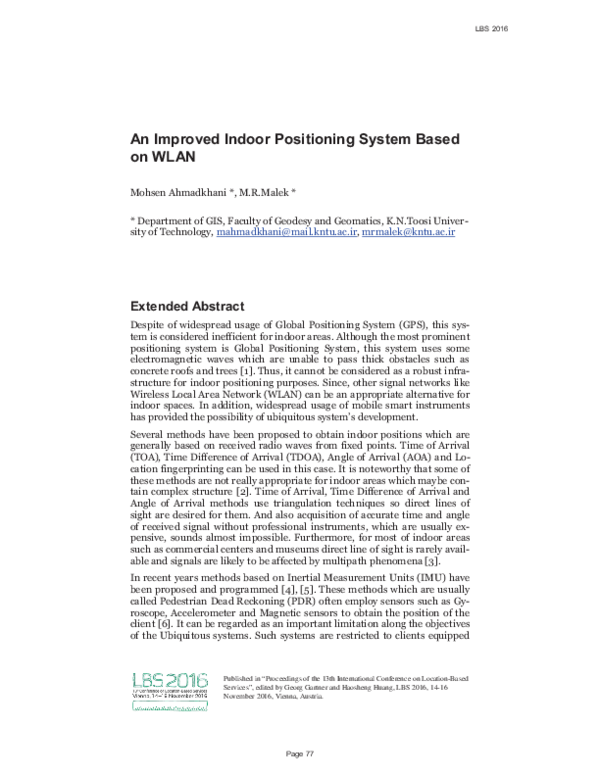 (PDF) An Improved Indoor Positioning System Based on WLAN
