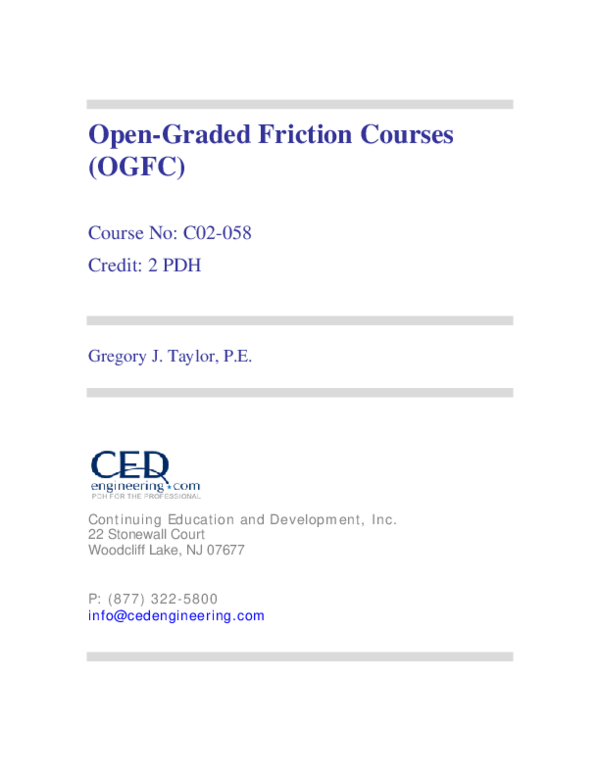 (PDF) Open-Graded Friction Courses (OGFC