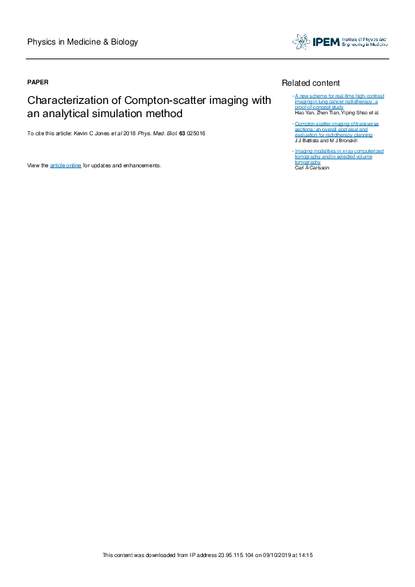 (PDF) Characterization of Compton-scatter imaging with an analytical ...