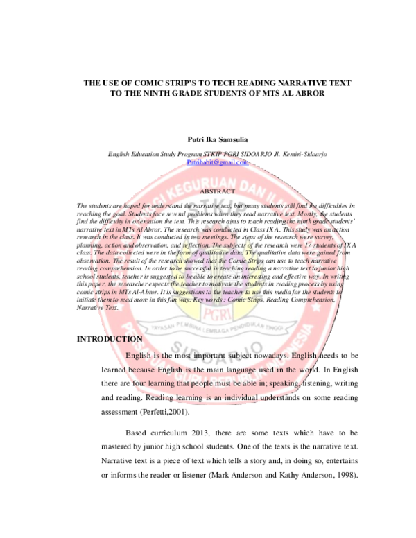 (PDF) THE USE OF COMIC STRIP'S TO TECH READING NARRATIVE TEXT TO THE ...