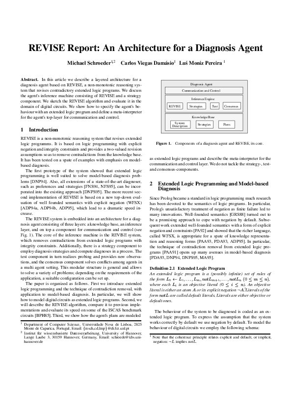 (PDF) Revise report: An architecture for a diagnosis agent