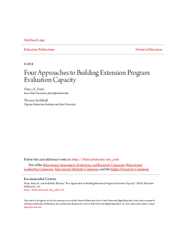(PDF) Four Approaches to Building Extension Program Evaluation Capacity