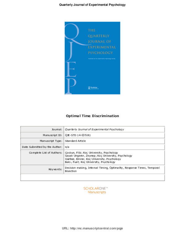 (PDF) Optimal time discrimination