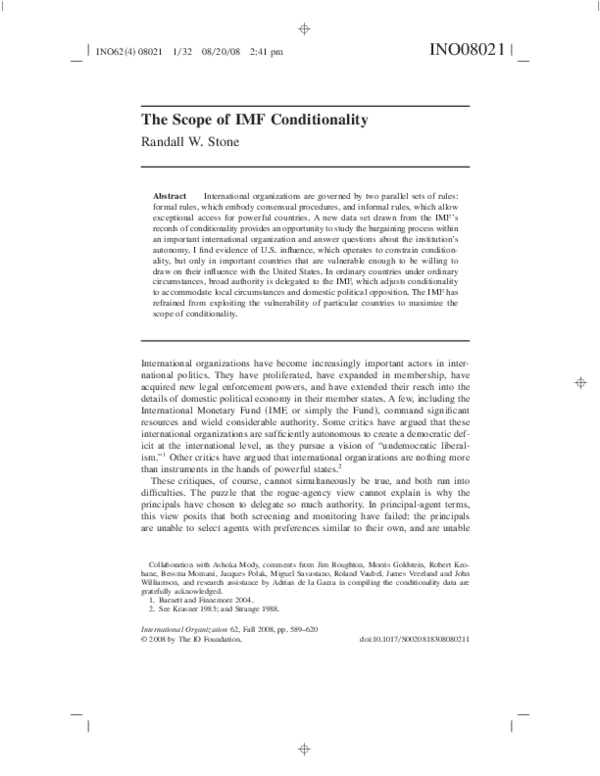 (PDF) The Scope of IMF Conditionality