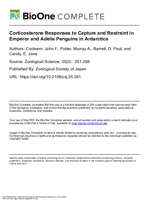 (PDF) Corticosterone responses to capture and restraint in emperor and ...