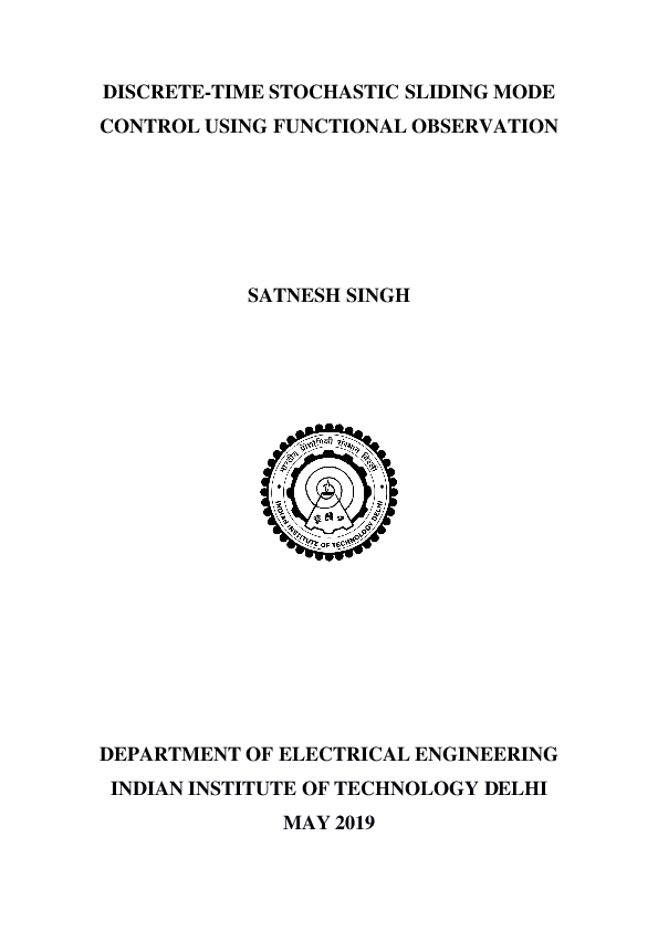 (PDF) Discrete-Time Stochastic Sliding Mode Control Using Functional Observation