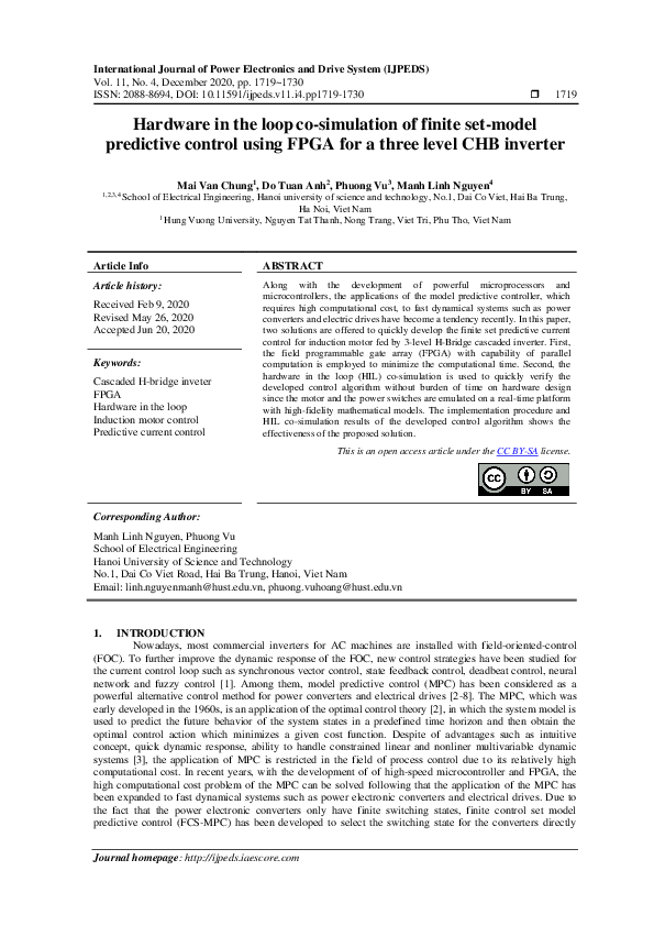 Pdf Hardware In The Loop Co Simulation Of Finite Set Model Predictive