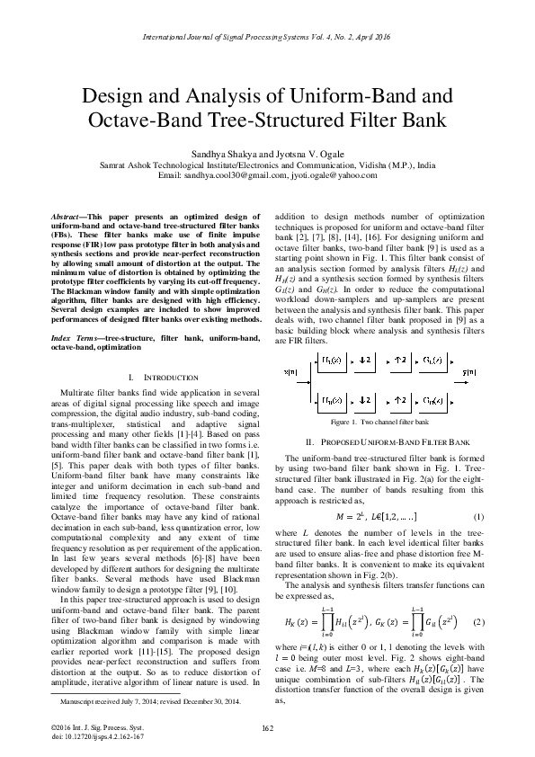 (PDF) Design and Analysis of Uniform-Band and Octave-Band Tree-Structured Filter Bank