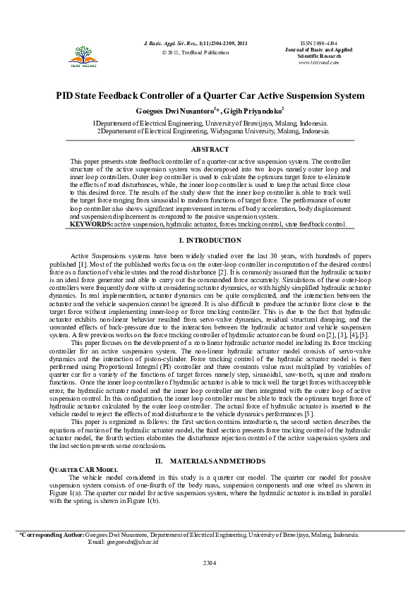 (PDF) PID State Feedback Controller of a Quarter Car Active Suspension ...