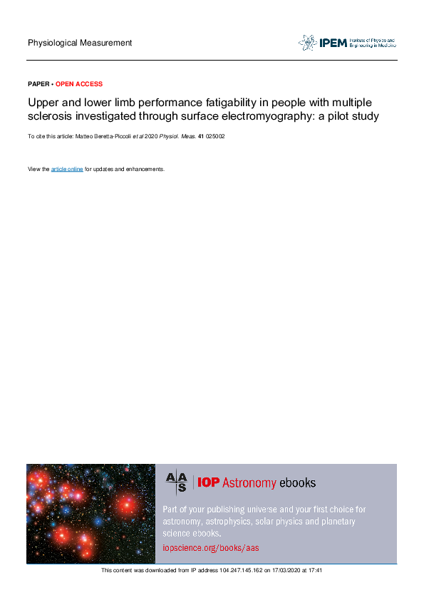 (PDF) Upper and lower limb performance fatigability in people with ...