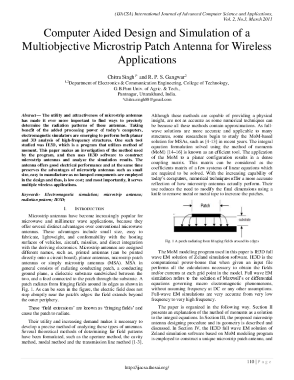(PDF) Computer Aided Design and Simulation of a Multiobjective Microstrip Patch Antenna for ...