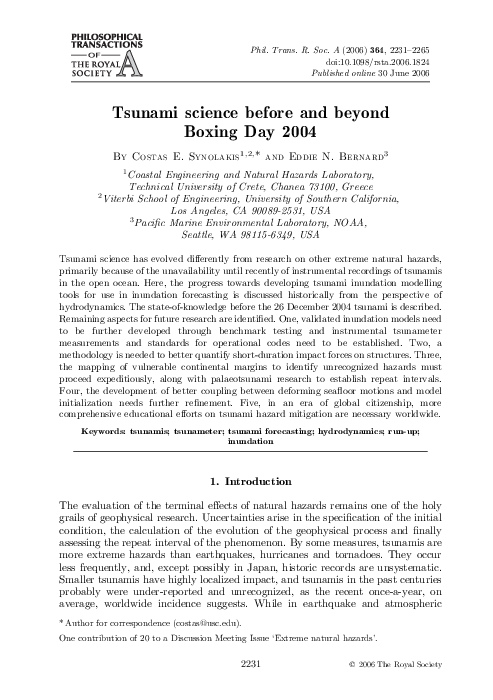 (PDF) Tsunami science before and beyond Boxing Day 2004