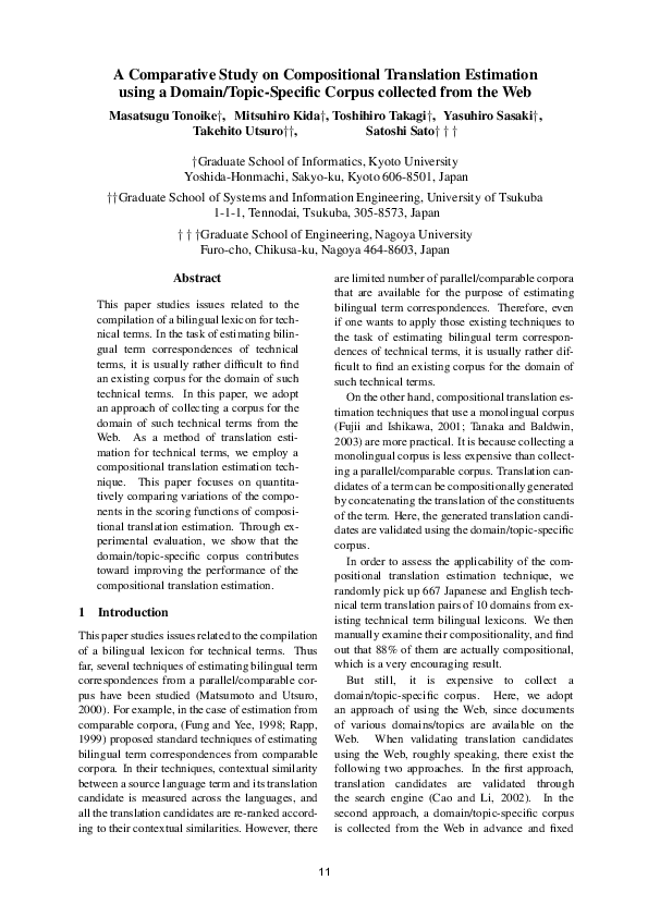 (PDF) A comparative study on compositional translation estimation using ...