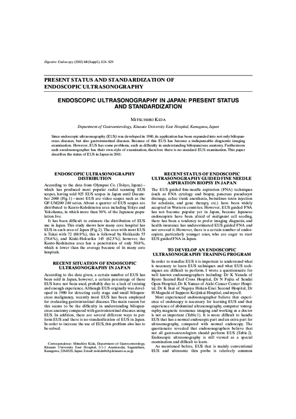 (PDF) Endoscopic Ultrasonography IN JAPAN: PRESENT STATUS and ...