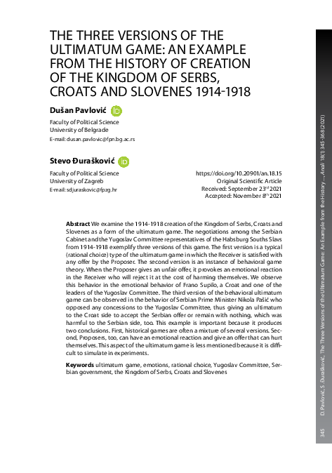 (PDF) The Three Versions of the Ultimatum Game: An Example from the ...