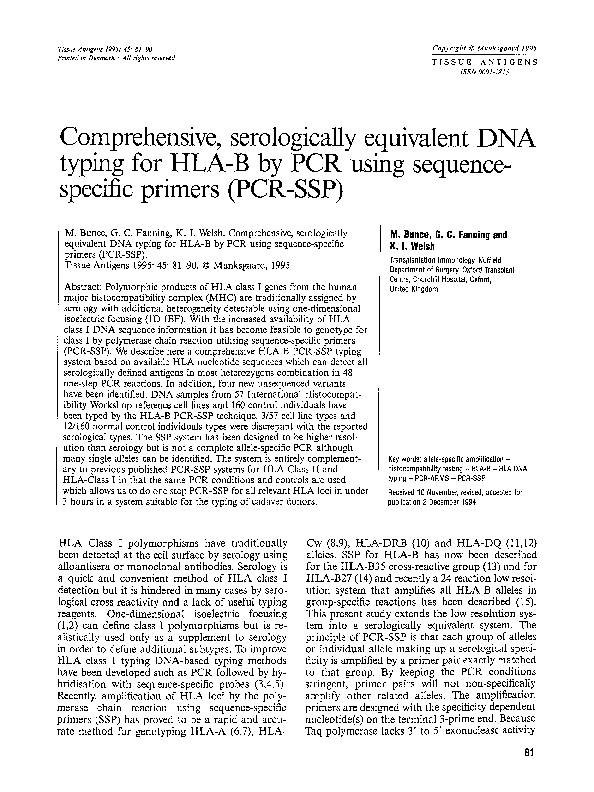 (PDF) Comprehensive, serologically equivalent DNA typing for HLA-B by ...