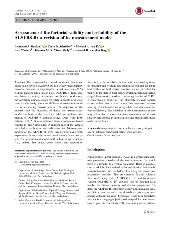 (PDF) Assessment of the factorial validity and reliability of the ...